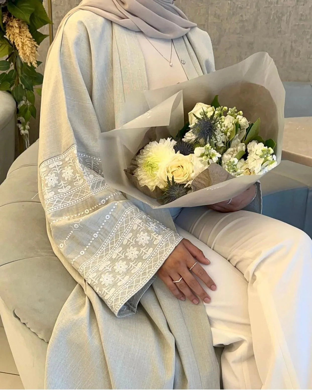 Linen Embroidery Abayas | Breezy, Hand-Detailed – Lumos Modesty ...
