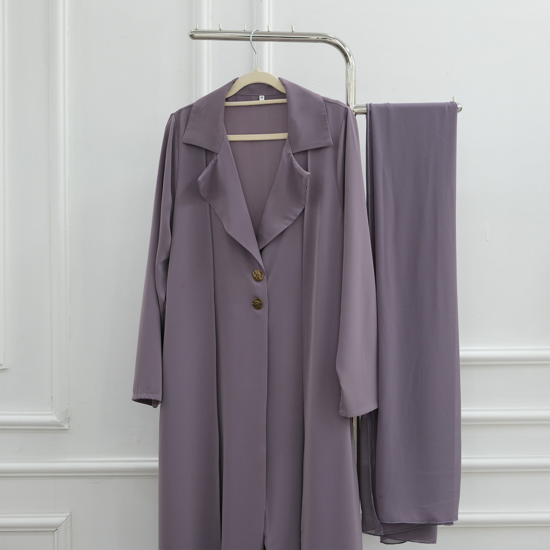 Blazer Collar Cardigan Hijab Set - 2 Piece Modest Outfit for Muslim ...