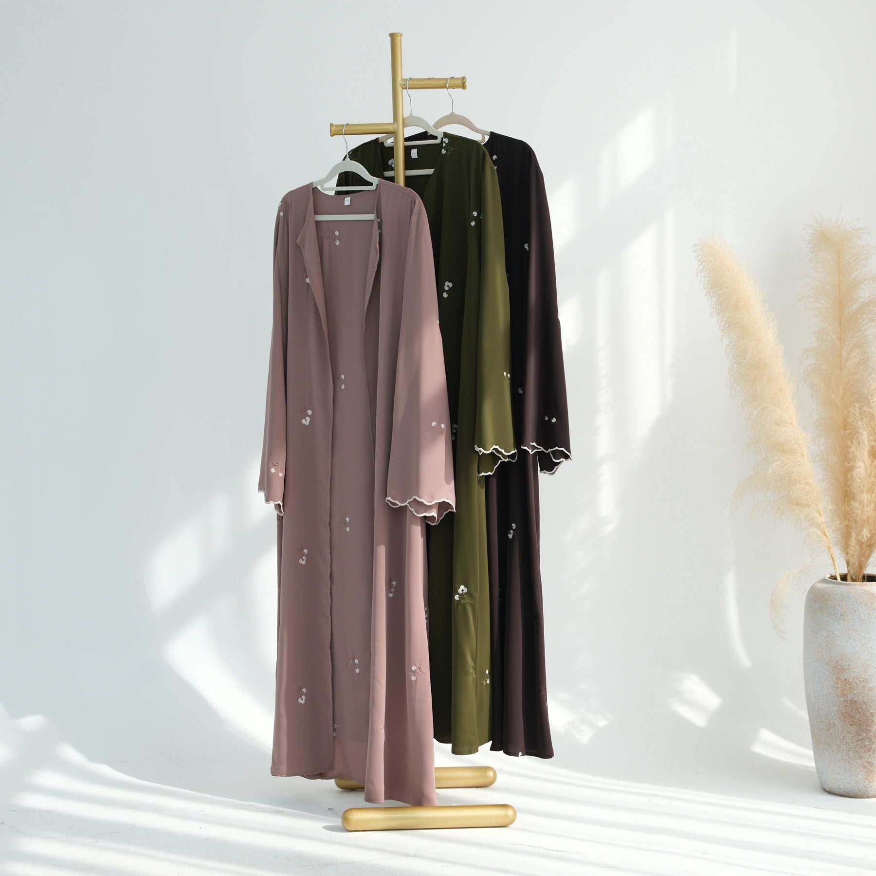 Floral Embroidery Cardigan Hijab Set - Elegant 2 Piece Modest Outfit ...